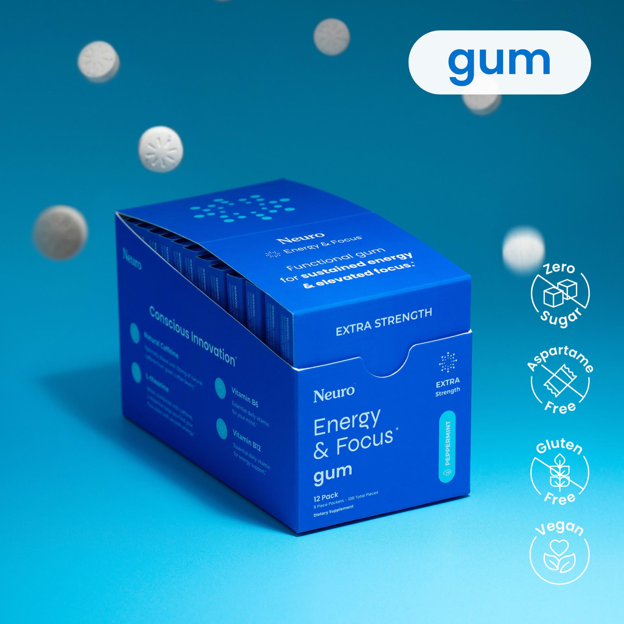 Energy and Focus Extra Strength Gum – Neuro Wholesale (USA)